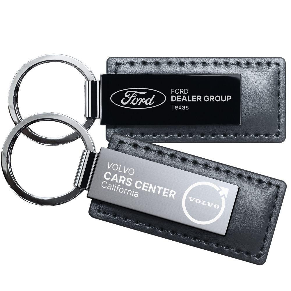 Custom Keychains - Metal Plated with Genuine Leather
