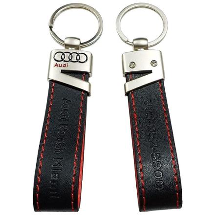 Custom Keychains - Metal Plated with Genuine Leather
